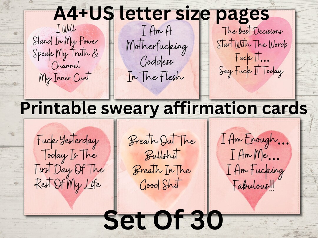 Sweary Badass Affirmation Cards Swear Word Curse Word - Etsy