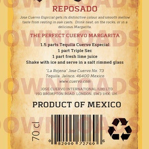 Jose Cuervo Bottle Label Jose Cuervo Tequila PNG Sublimation Printable ...