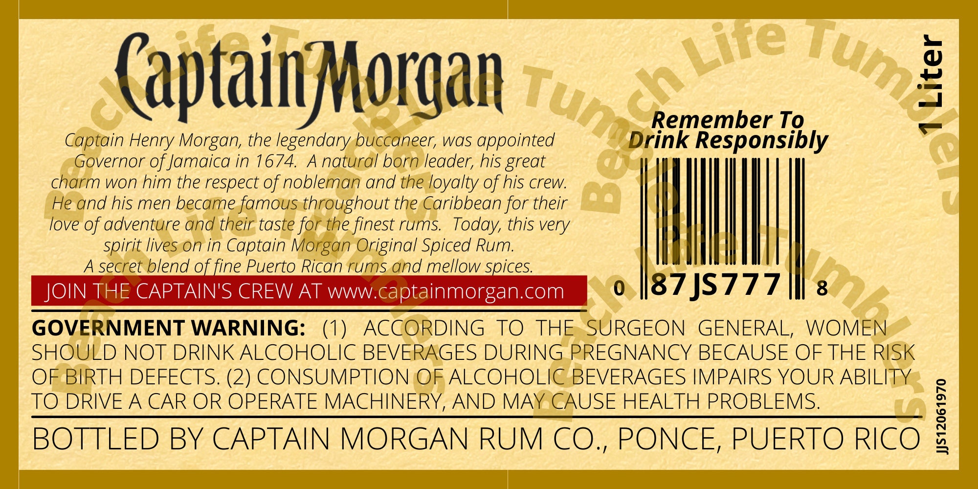 Captain Morgan Spiced Rum Bottle Label PNG Transparent Background PNG ...