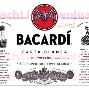 Four Bacardi Rum Bottle Labels Transparent and Background Pngs ...