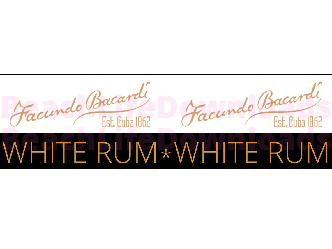 Four Bacardi Rum Bottle Labels Transparent and Background - Etsy