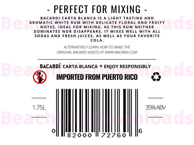 Four Bacardi Rum Bottle Labels Transparent and Background Pngs ...