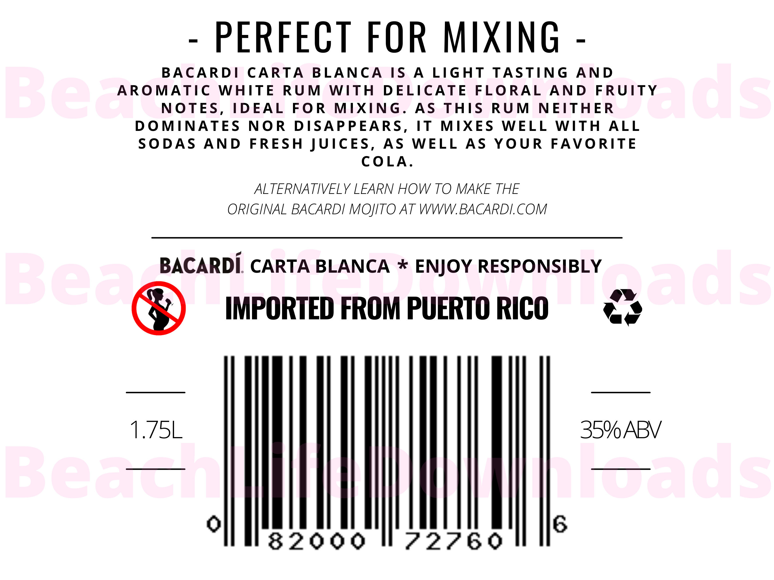 Four Bacardi Rum Bottle Labels Transparent and Background Pngs ...