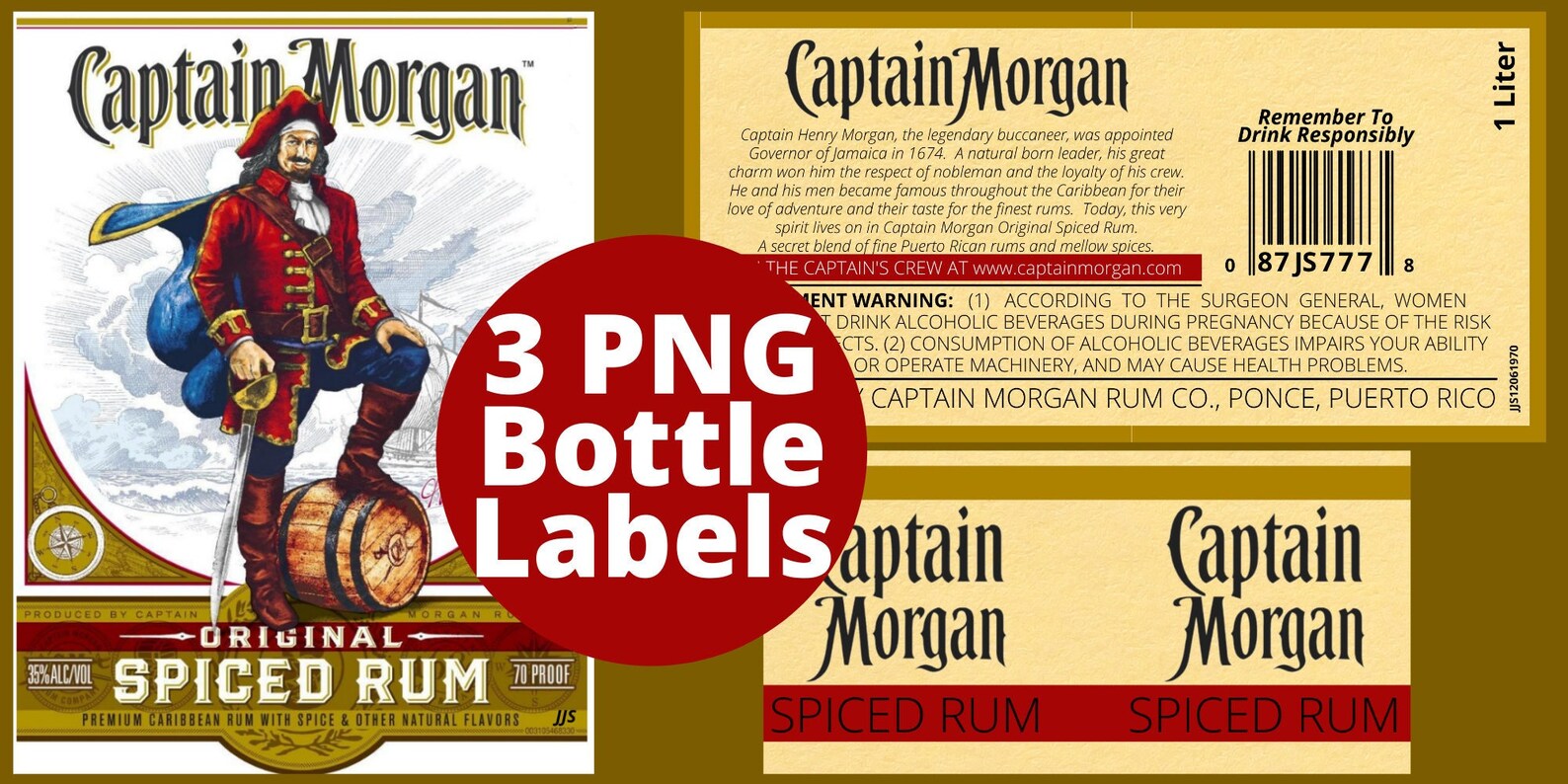 Captain Morgan Spiced Rum Bottle Label PNG Transparent Background PNG ...