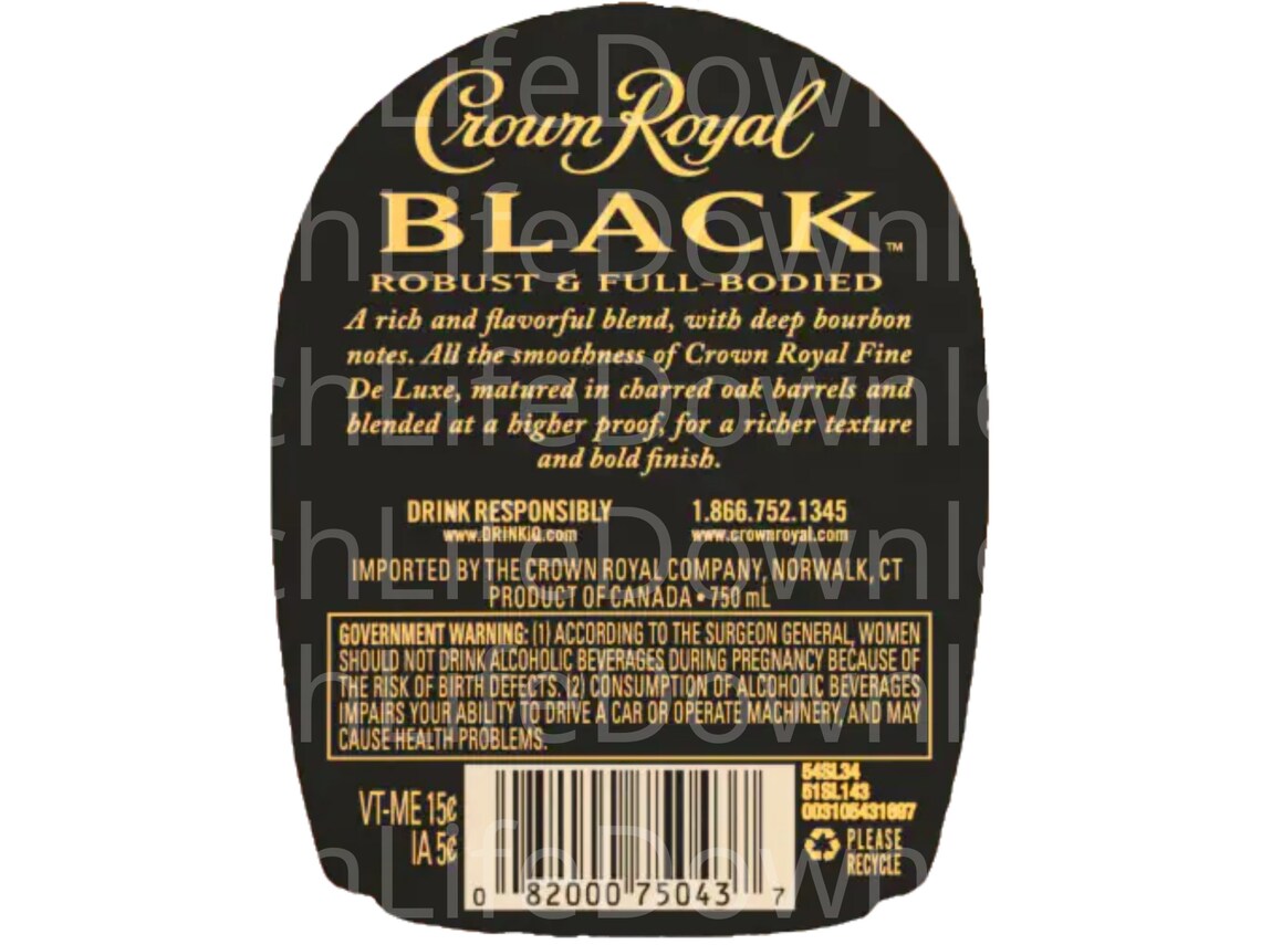 Crown Royal Black Bottle Label Transparent Background PNG Sublimation ...