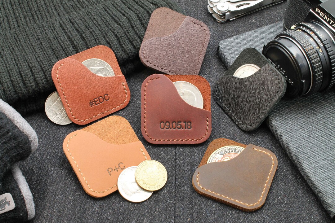 EDC Coin Slip Challenge Coin Slip 35mm 50mm Coin Top Grain Leather ...