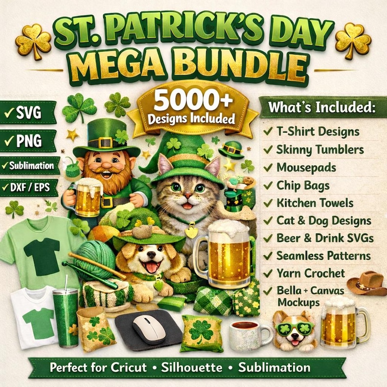 St Patrick's Day Mega Bundle | 5000+ SVG PNG Designs (digital Download ...