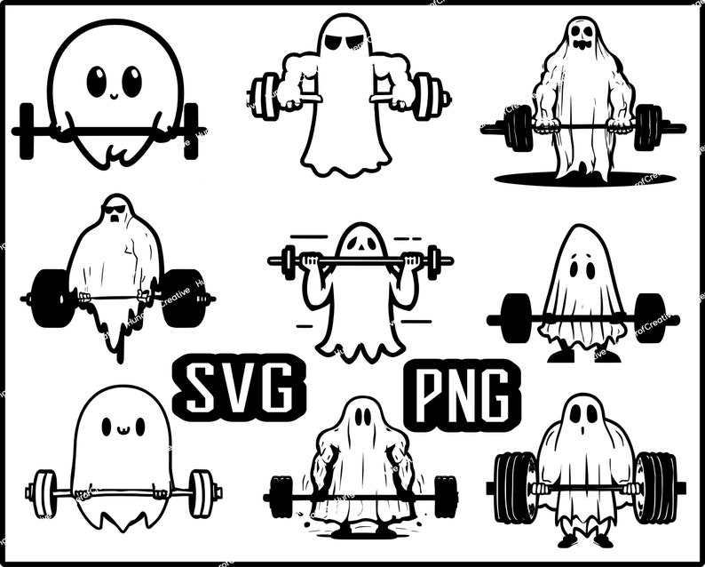 Funny Deadlift Ghost SVG PNG Bundle: Halloween Workout Clipart - Etsy