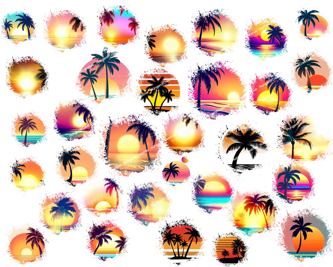 Beach Sunset, Sublimation Design, Summer Palm, Sunset Background Png ...