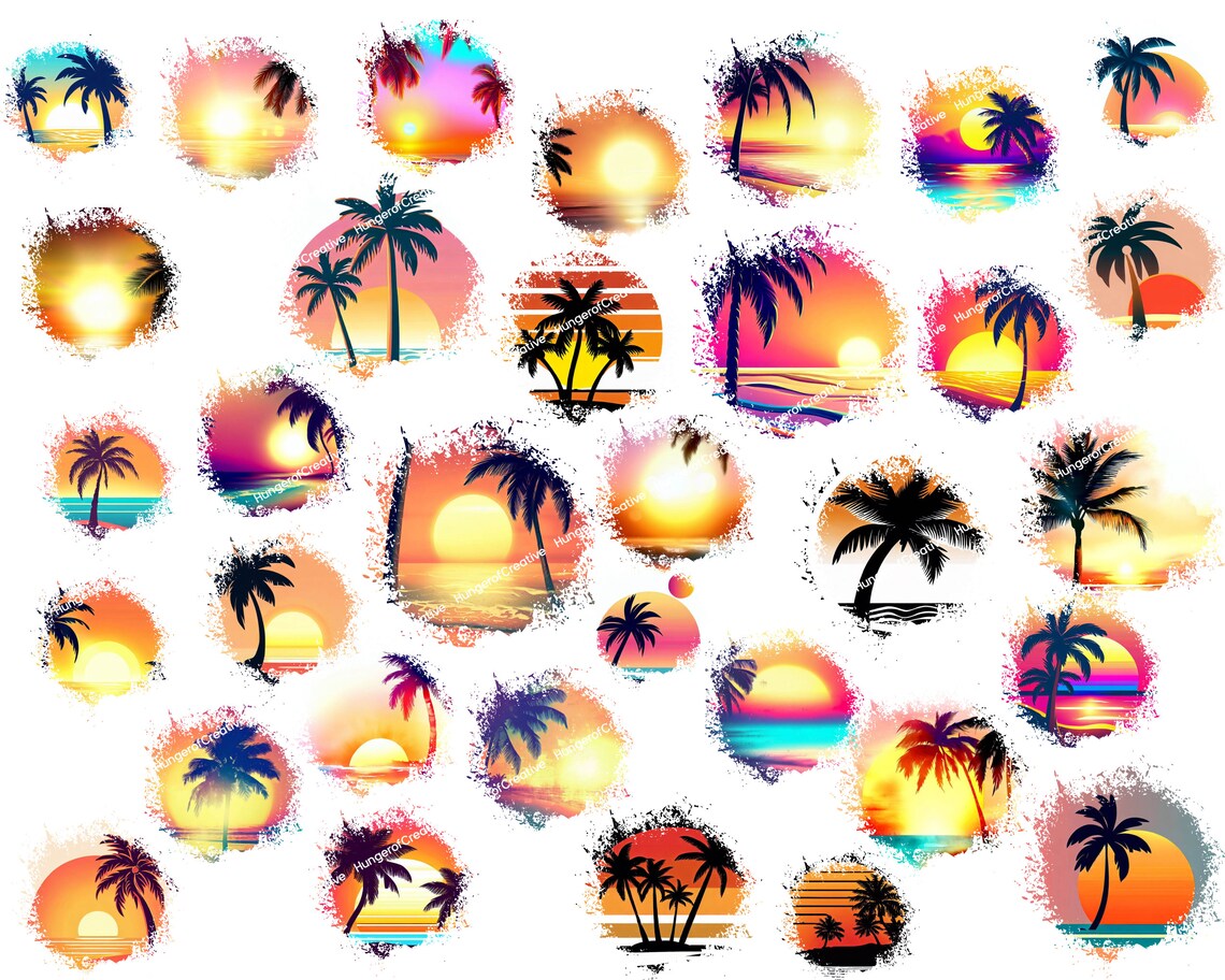 Beach Sunset Sublimation Design Summer Palm Sunset - Etsy