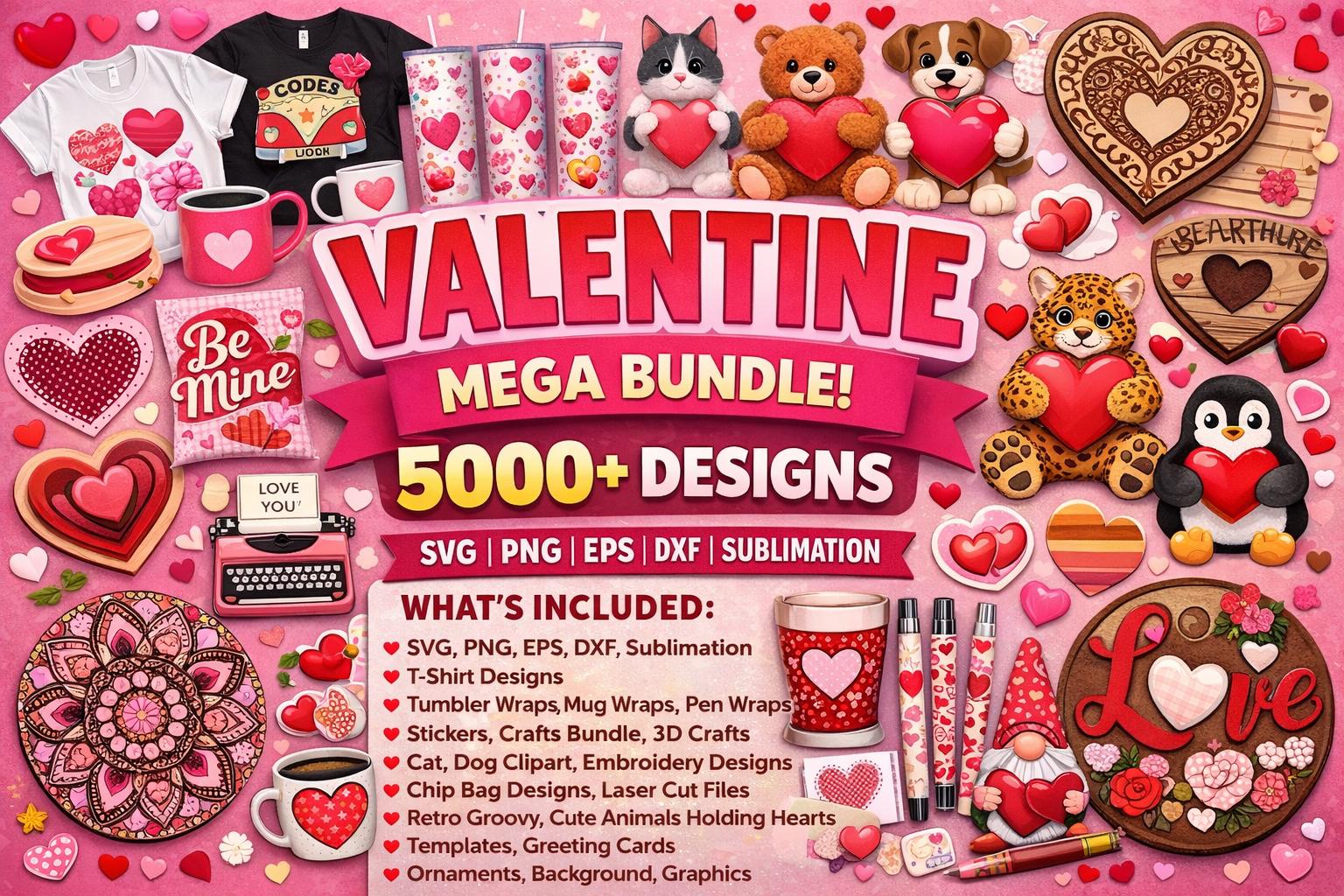 Valentine Complete Mega Bundle 5000+ Designs | Svg Png Eps Dxf ...