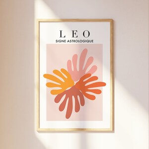 Leo Abstract Wall Print, Leo Birthday Gift Idea, Retro Zodiac Poster ...