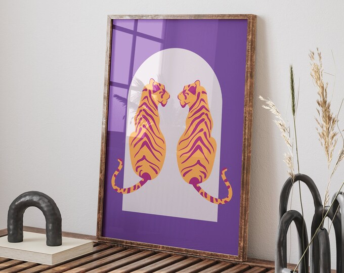 Blue Tiger Poster, Boho Tiger Art, Tigress Wall Print, Boho Wall Print ...