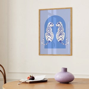 Blue Tiger Poster, Boho Tiger Art, Tigress Wall Print, Boho Wall Print ...