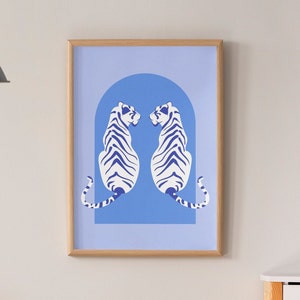 Blue Tiger Poster, Boho Tiger Art, Tigress Wall Print, Boho Wall Print ...
