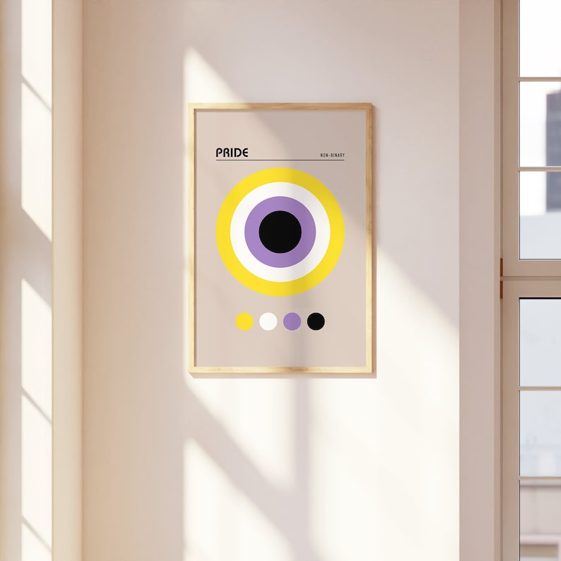 Non-binary Poster, Bauhaus Print, Retro Wall Art, Enby Gift, Nonbinary ...