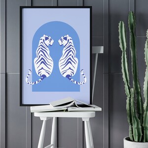 Blue Tiger Poster, Boho Tiger Art, Tigress Wall Print, Boho Wall Print ...