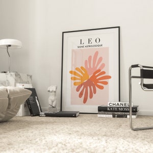 Leo Abstract Wall Print, Leo Birthday Gift Idea, Retro Zodiac Poster ...