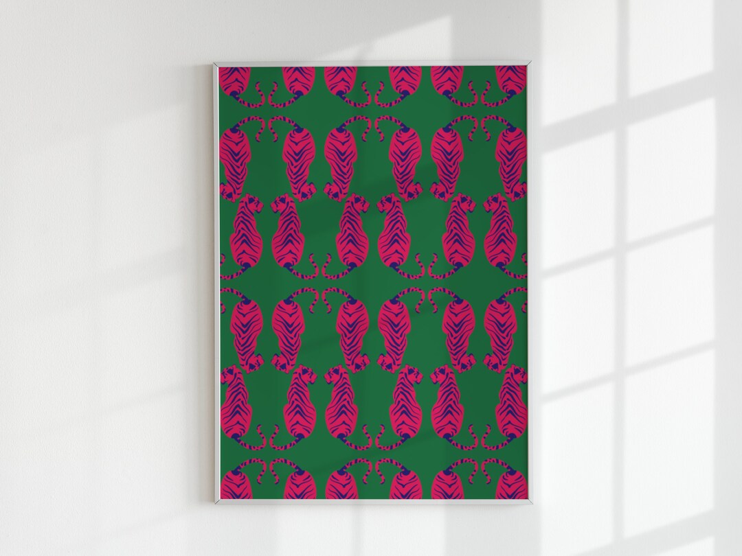 Digital Pink Tiger Poster, Tiger Pattern Wall Art, Tigress Wall Art ...