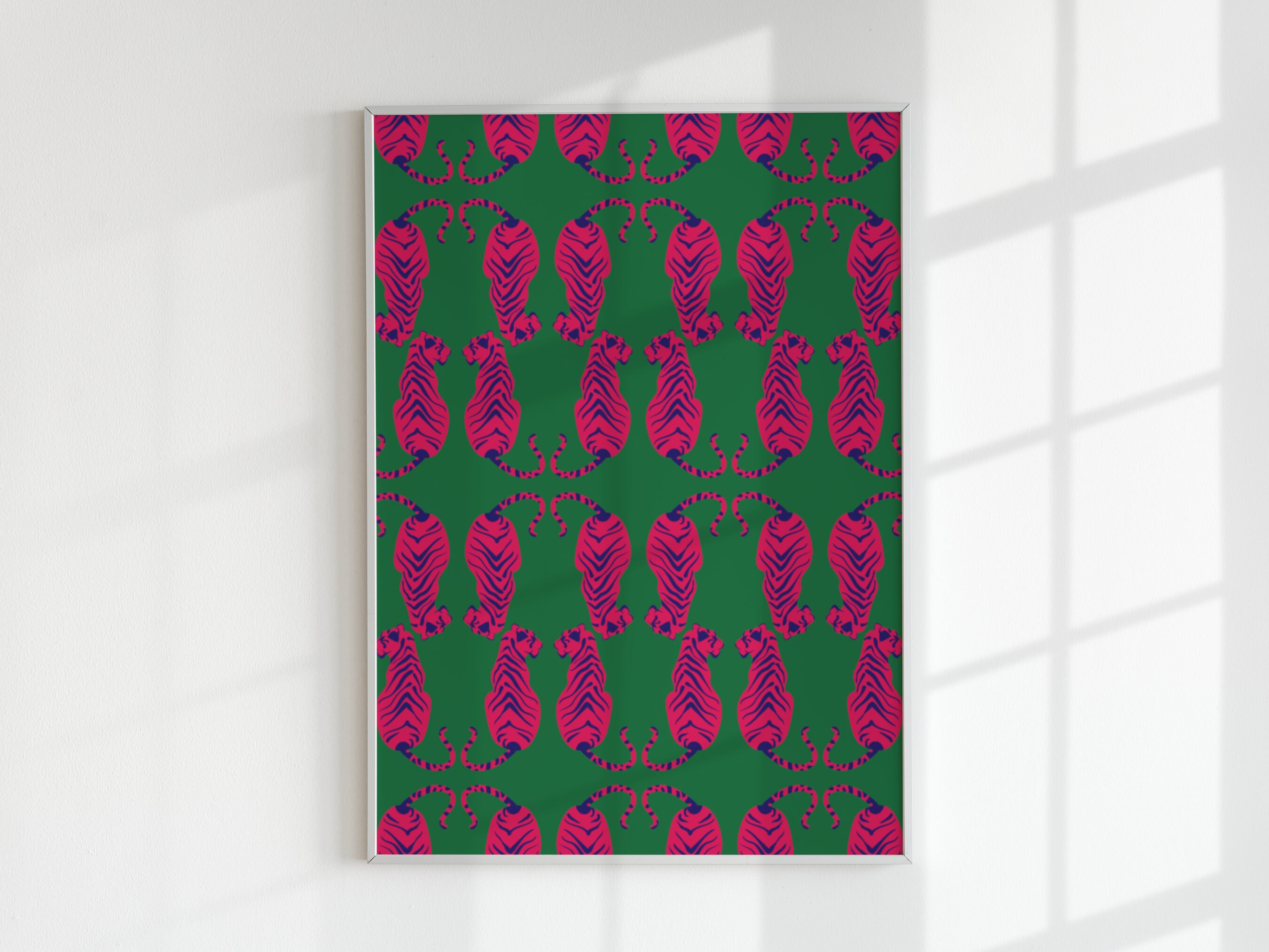 Digital Pink Tiger Poster, Tiger Pattern Wall Art, Tigress Wall Art ...