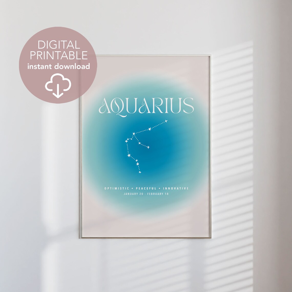 Aquarius Aura Digital Print, Zodiac Poster Download, Trendy Aura Printable, Astrology Wall Decor ...