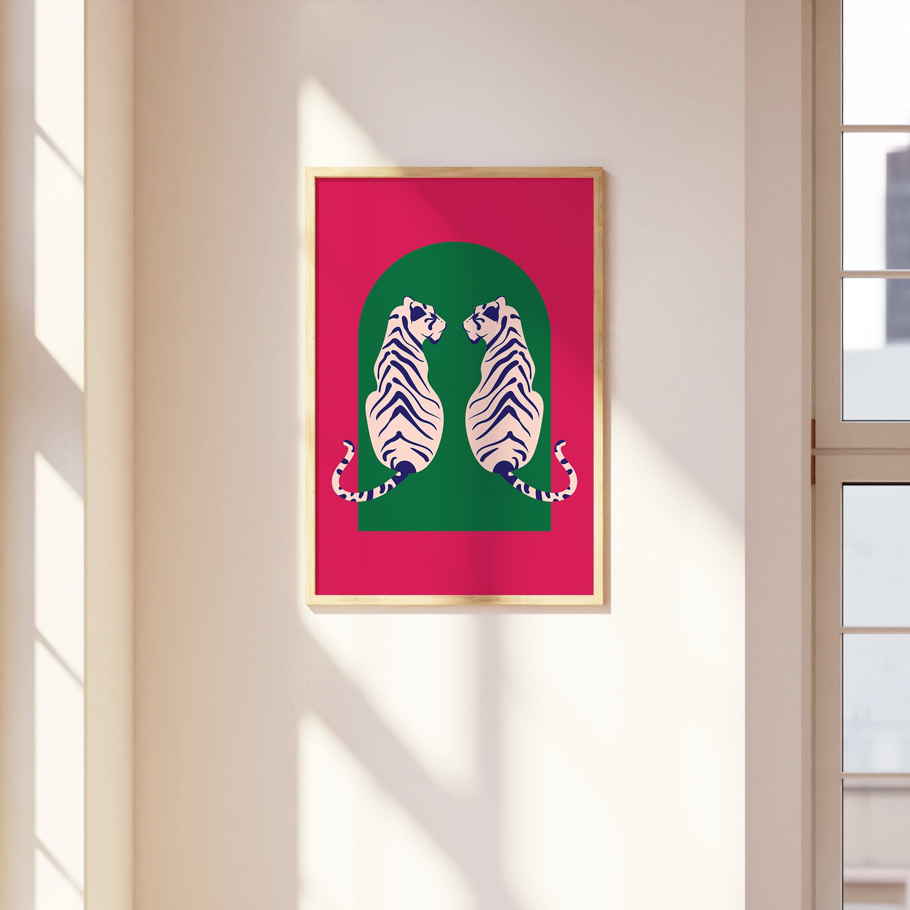 Pink Tiger Wall Print, Boho Tiger Poster, Year of the Tiger, Animal ...