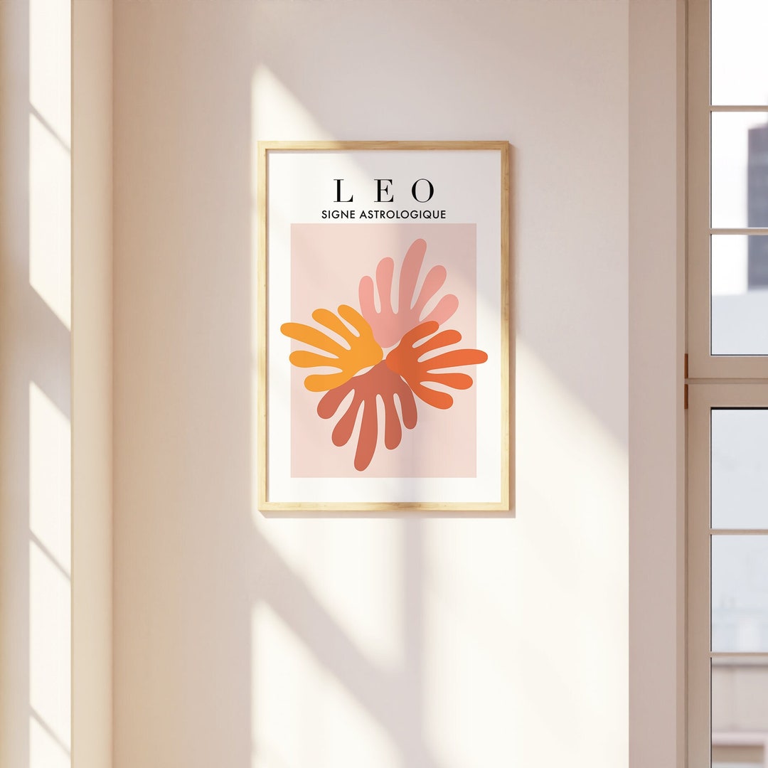 Leo Abstract Wall Print, Leo Birthday Gift Idea, Retro Zodiac Poster, Star Sign Wall Print ...