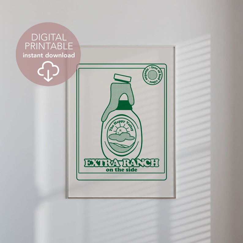 Cute Ranch Dressing Digital Poster Retro Digital Download Happy Valley ...