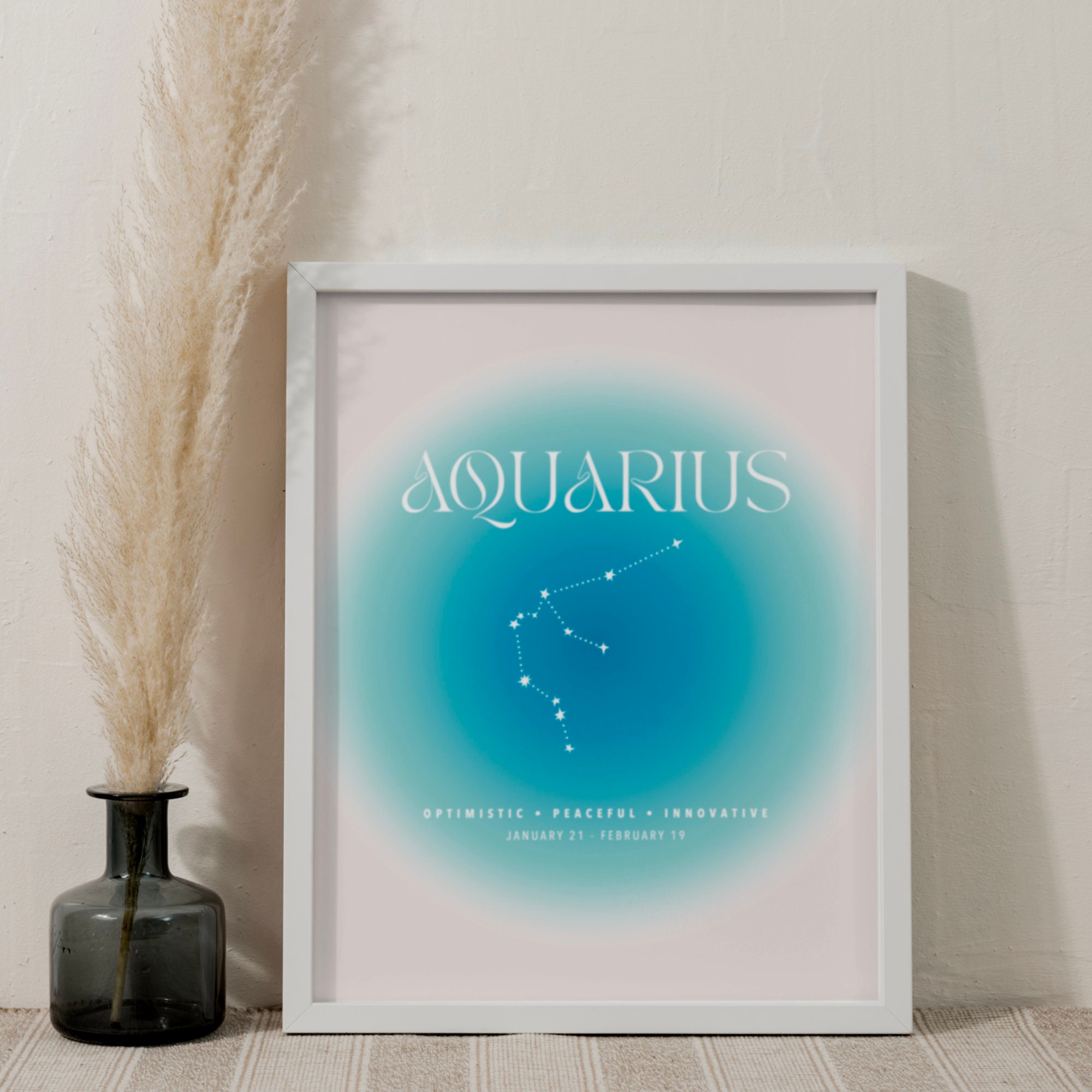 Aquarius Aura Digital Print, Zodiac Poster Download, Trendy Aura Printable, Astrology Wall Decor ...