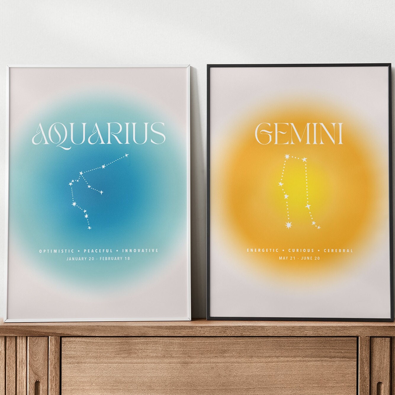 Aquarius Aura Digital Print, Zodiac Poster Download, Trendy Aura Printable, Astrology Wall Decor ...