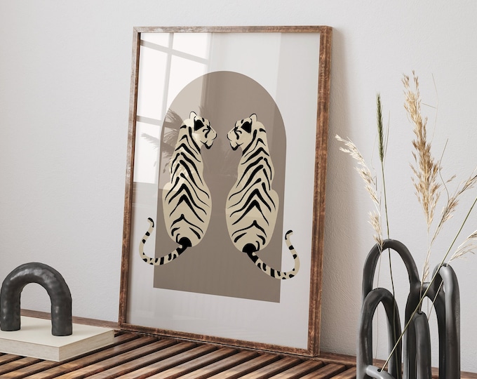 Blue Tiger Poster, Boho Tiger Art, Tigress Wall Print, Boho Wall Print ...