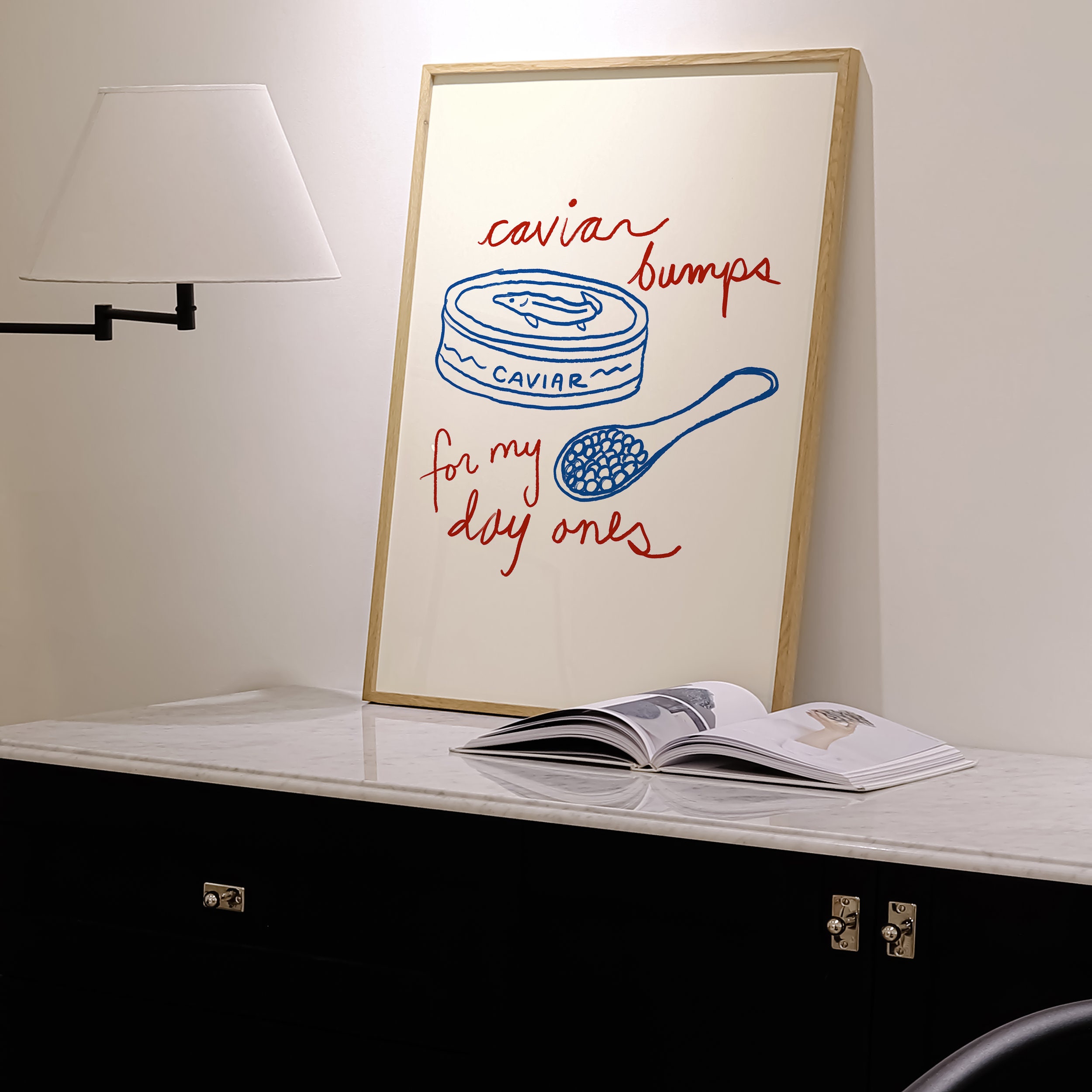 Caviar Doodle Digital Print Kitchen Sketch Art Caviar Bump - Etsy