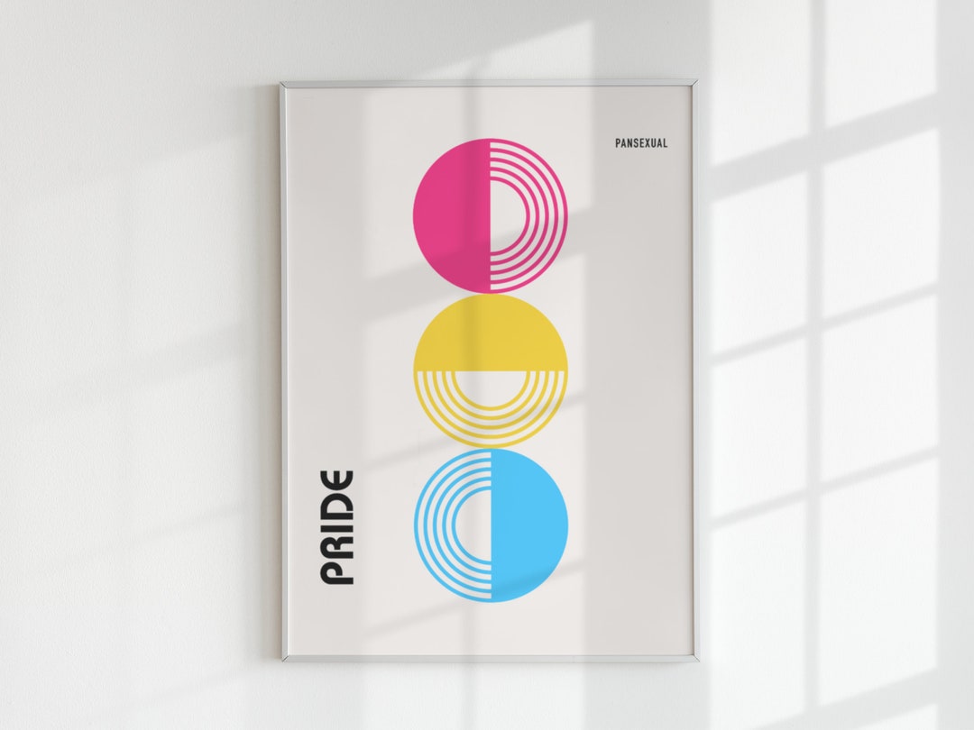 Pansexual Digital Print, Retro Shapes Bauhaus Poster, Subtle Pan Pride ...