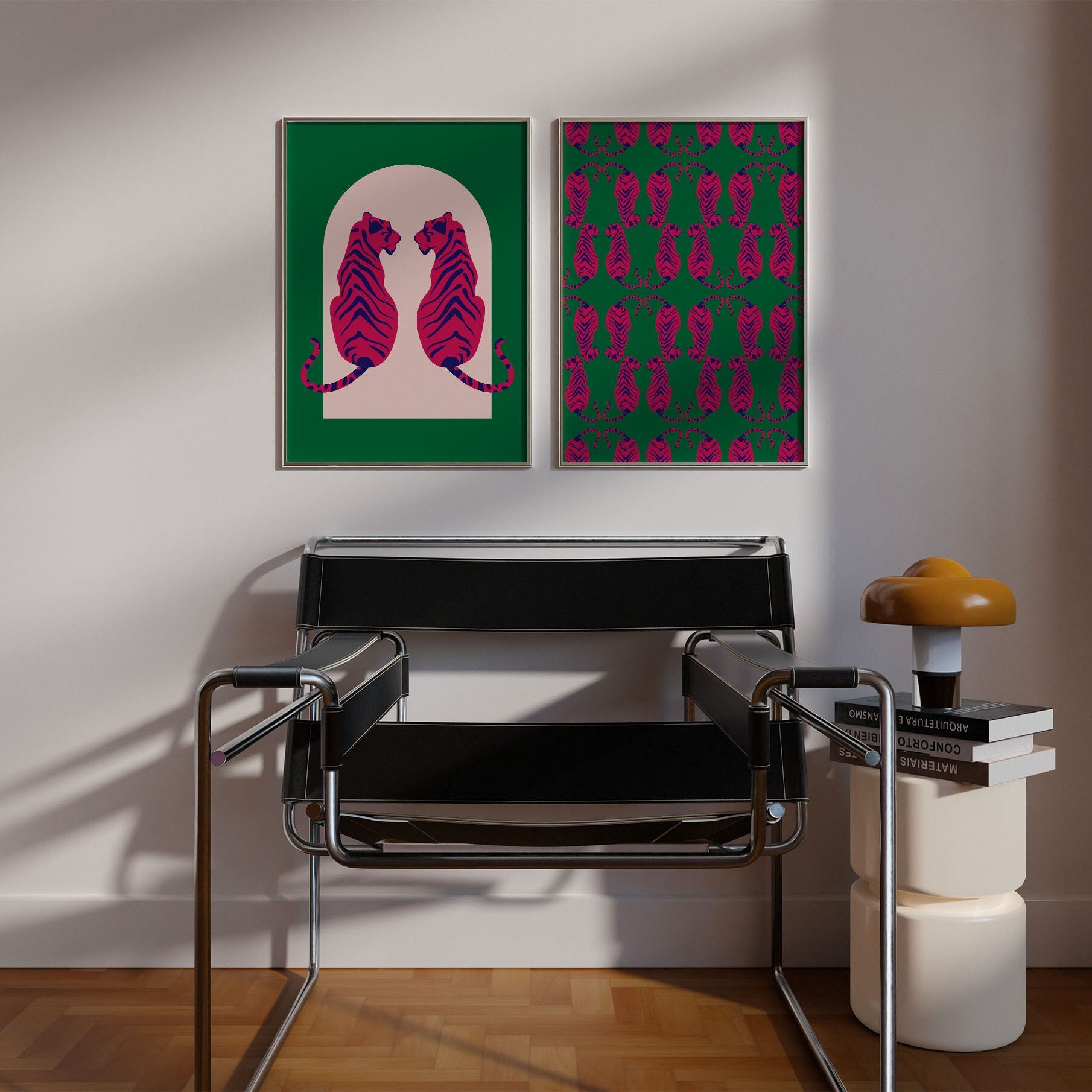Digital Pink Tiger Poster Tiger Pattern Wall Art Tigress - Etsy