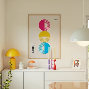 Pansexual Digital Print, Retro Shapes Bauhaus Poster, Subtle Pan Pride ...