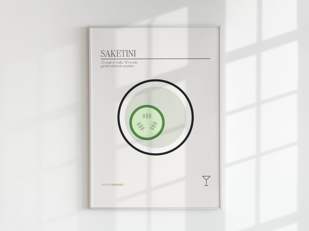 Simple Martini Bar Poster, Sake Cocktail Digital Download, Gift Martini ...