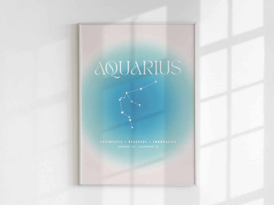 Aquarius Aura Digital Print, Zodiac Poster Download, Trendy Aura ...