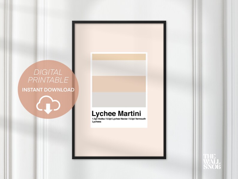 Lychee Martini Printable Cocktail Digital Wall Art Pantone - Etsy