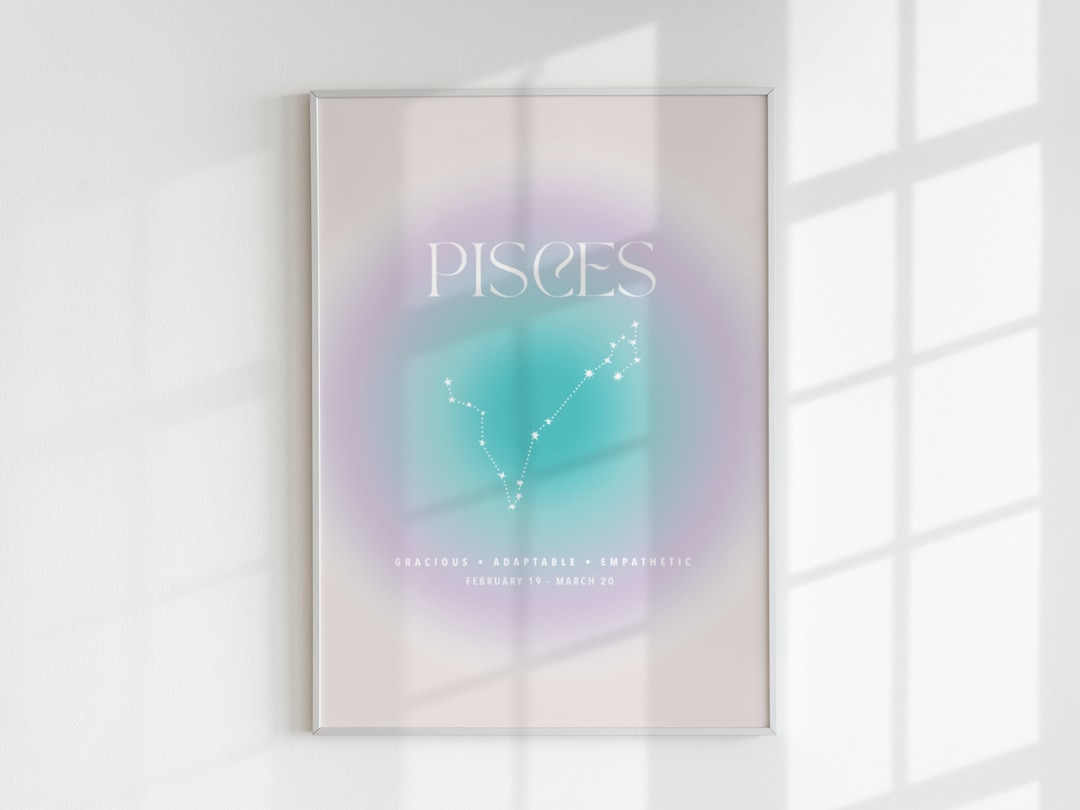 Pisces Aura Digital Print, Zodiac Poster Instant Download, Purple Aura Printable, Astrology Dorm ...