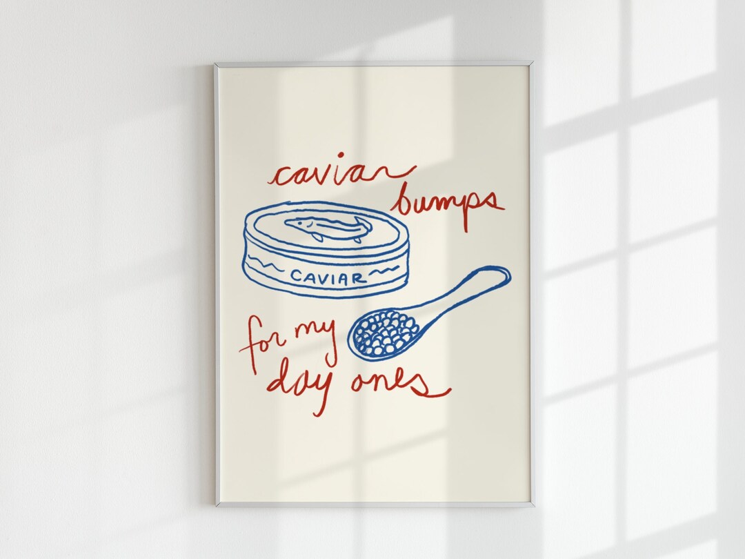 Caviar Doodle Digital Print, Kitchen Sketch Art, Caviar Bump Printable ...