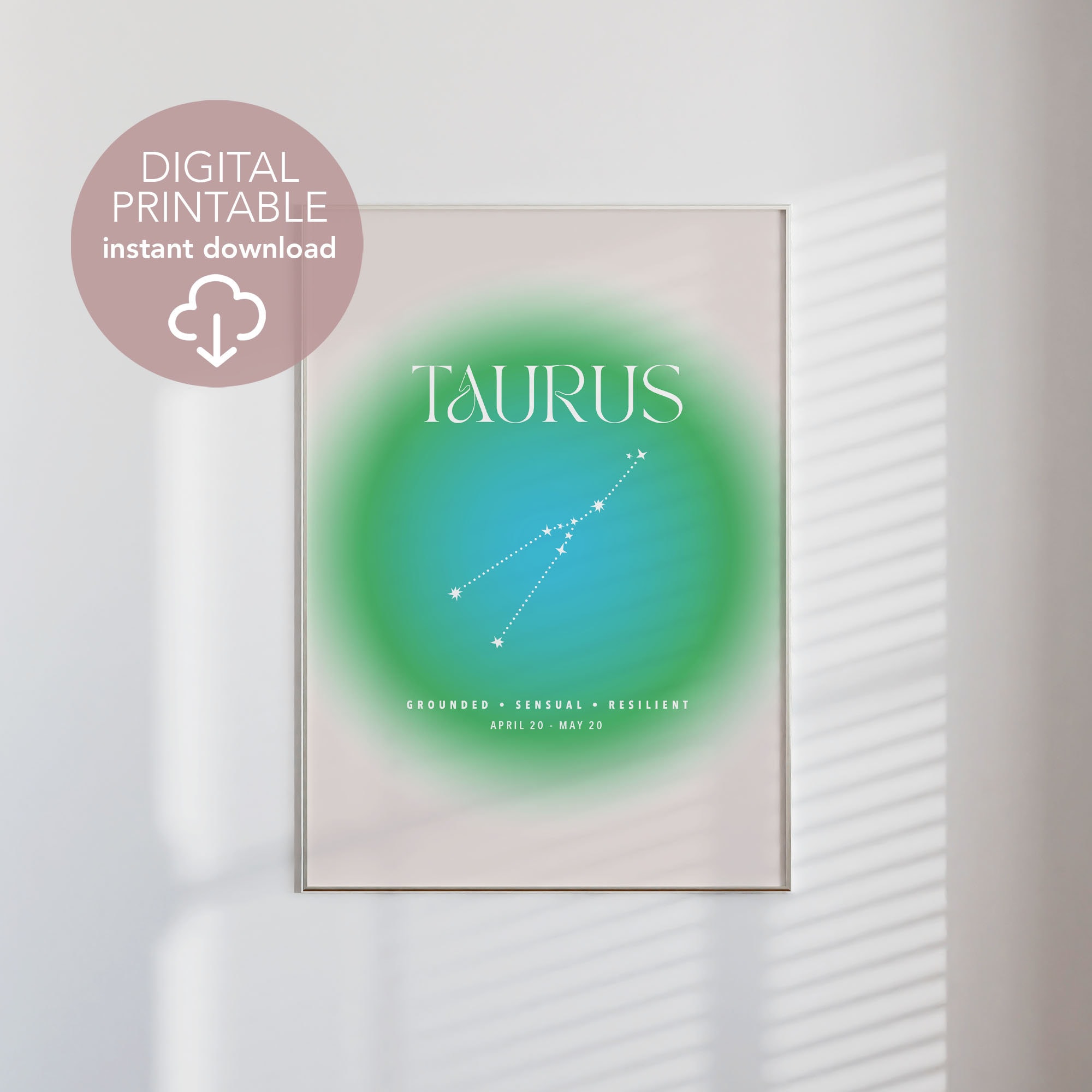 Taurus Aura Wall Print Download, Zodiac Printable, Aura Poster Download ...