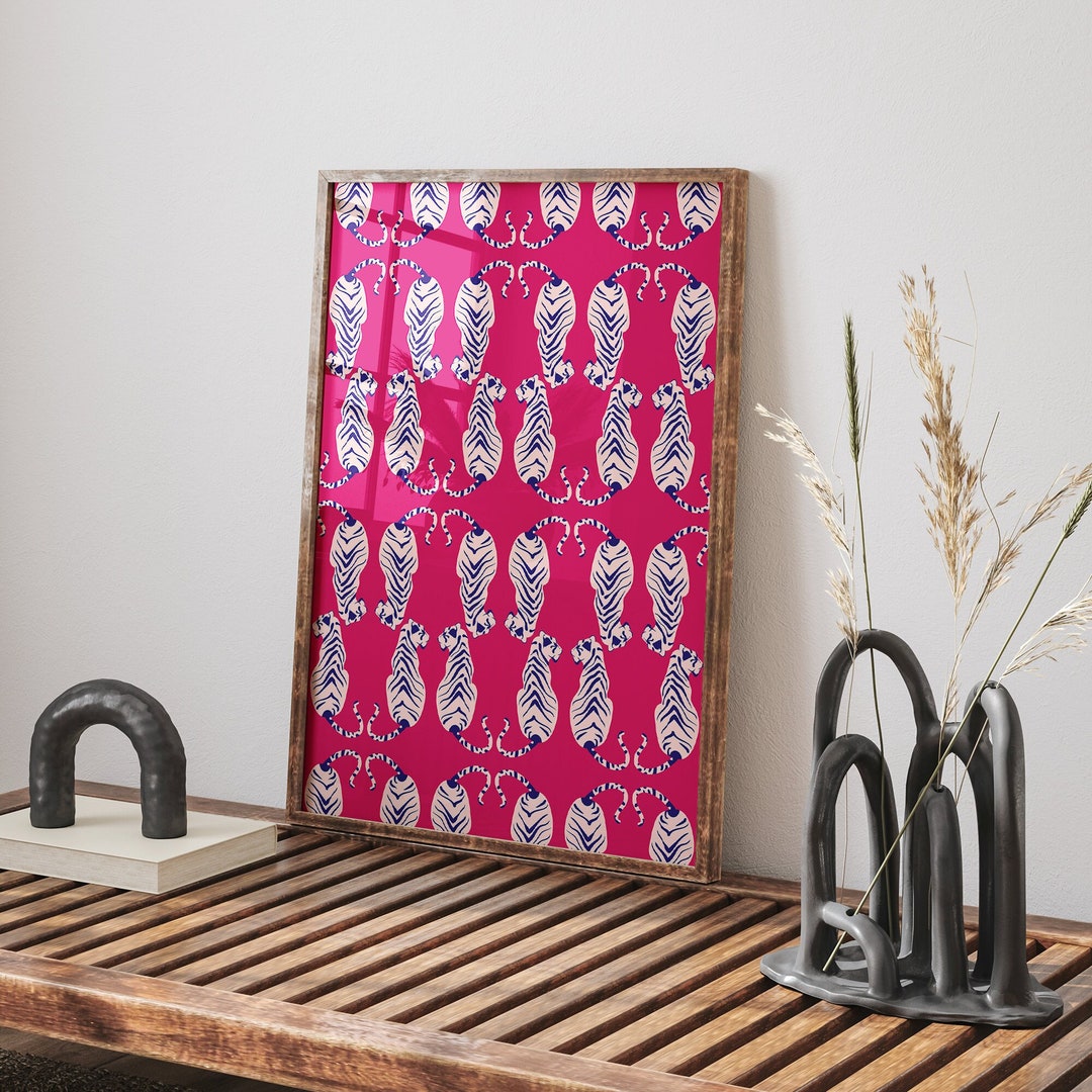 Pink Tiger Poster, Tiger Pattern Wall Print, Year of the Tiger, Animal ...