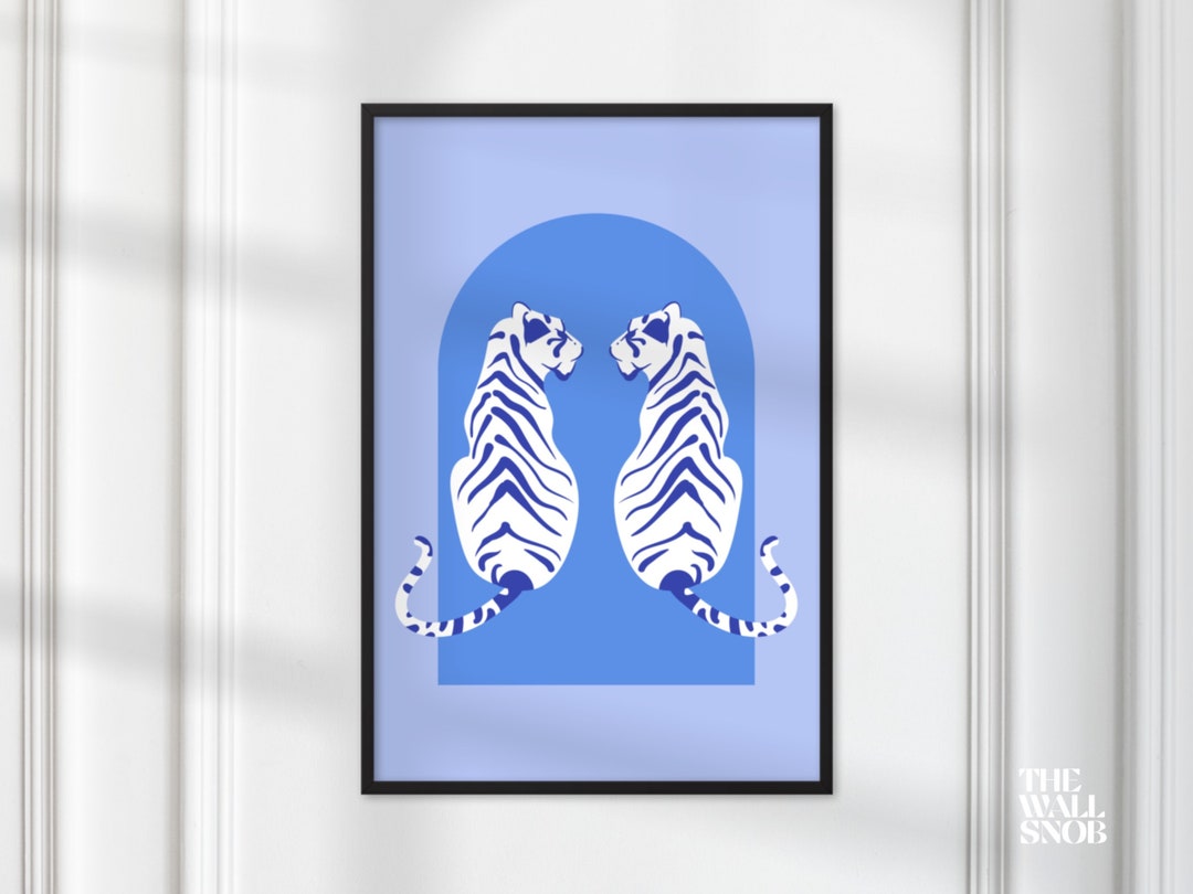 Blue Tiger Poster Boho Tiger Art Tigress Wall Art Print - Etsy