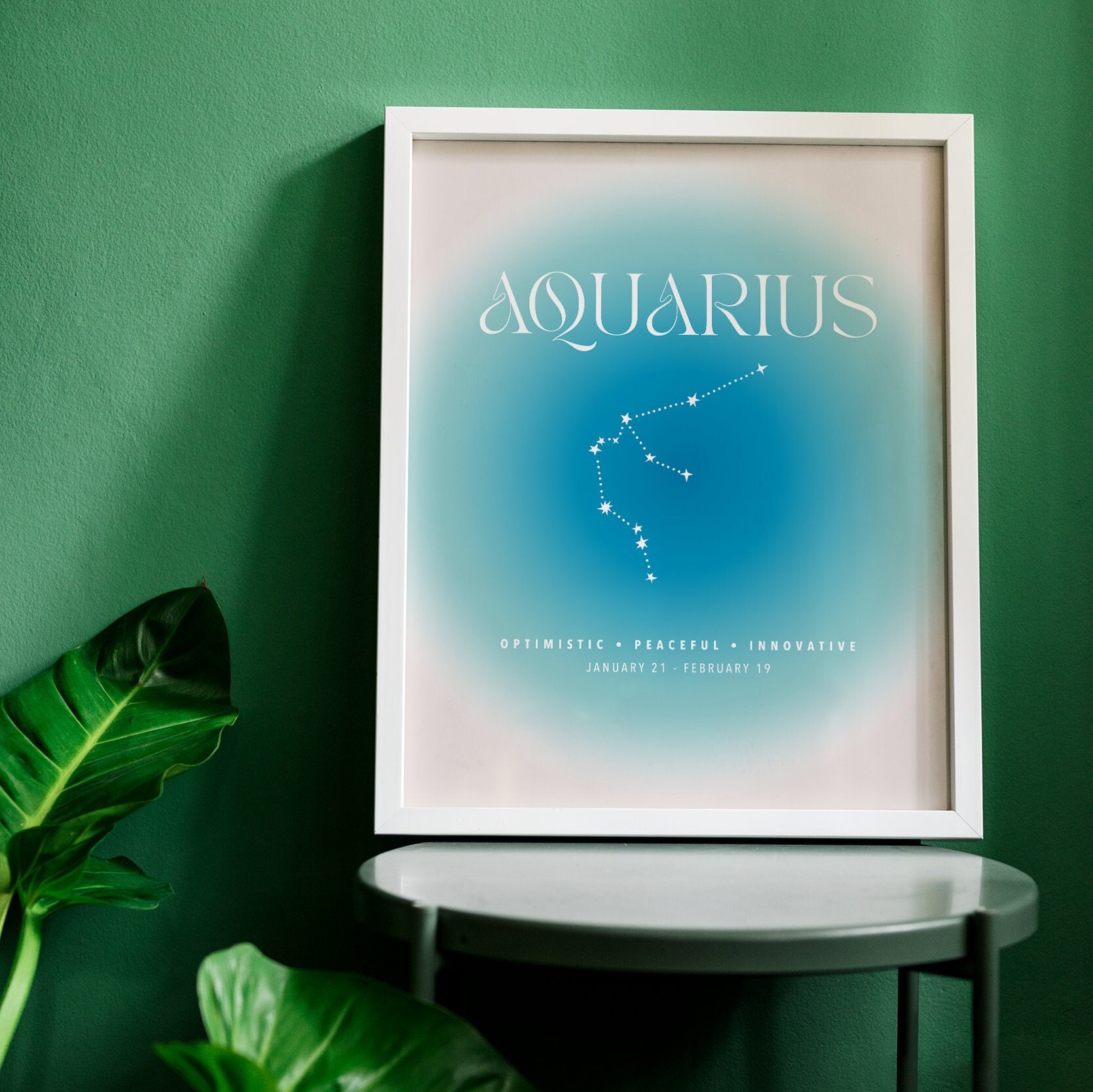 Aquarius Aura Digital Print, Zodiac Poster Download, Trendy Aura ...
