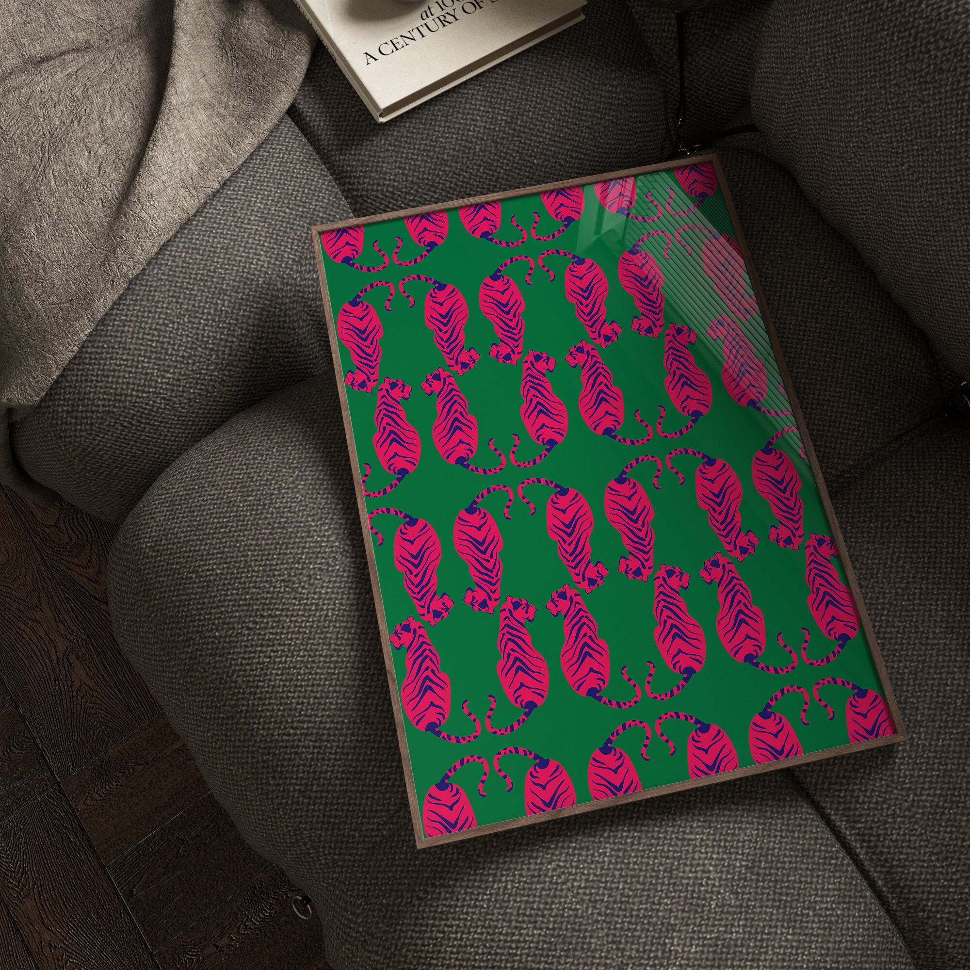 Digital Pink Tiger Poster Tiger Pattern Wall Art Tigress - Etsy