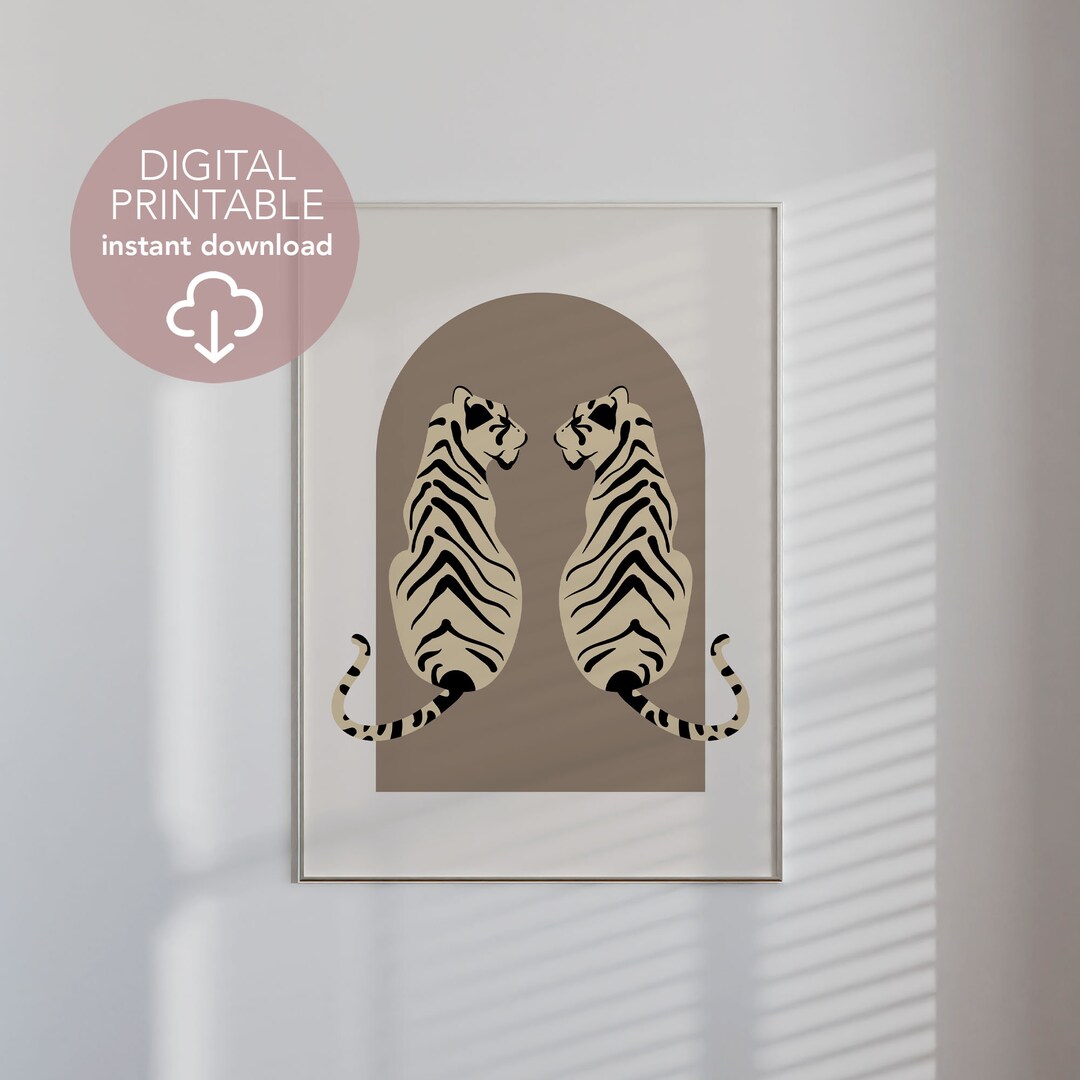 Digital Tiger Poster, Tiger Wall Art, Tigress Wall Art Printable ...