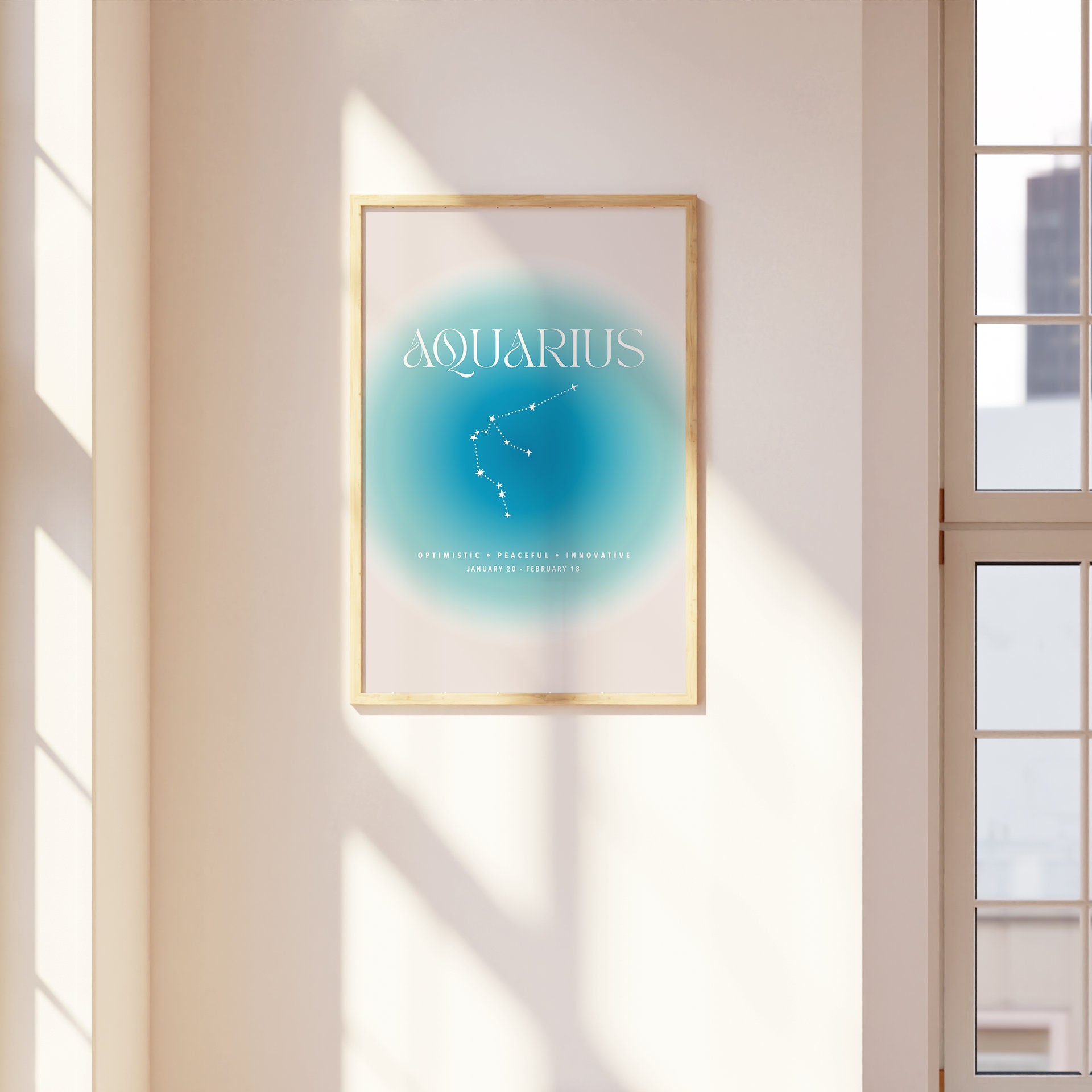 Aquarius Aura Digital Print, Zodiac Poster Download, Trendy Aura ...