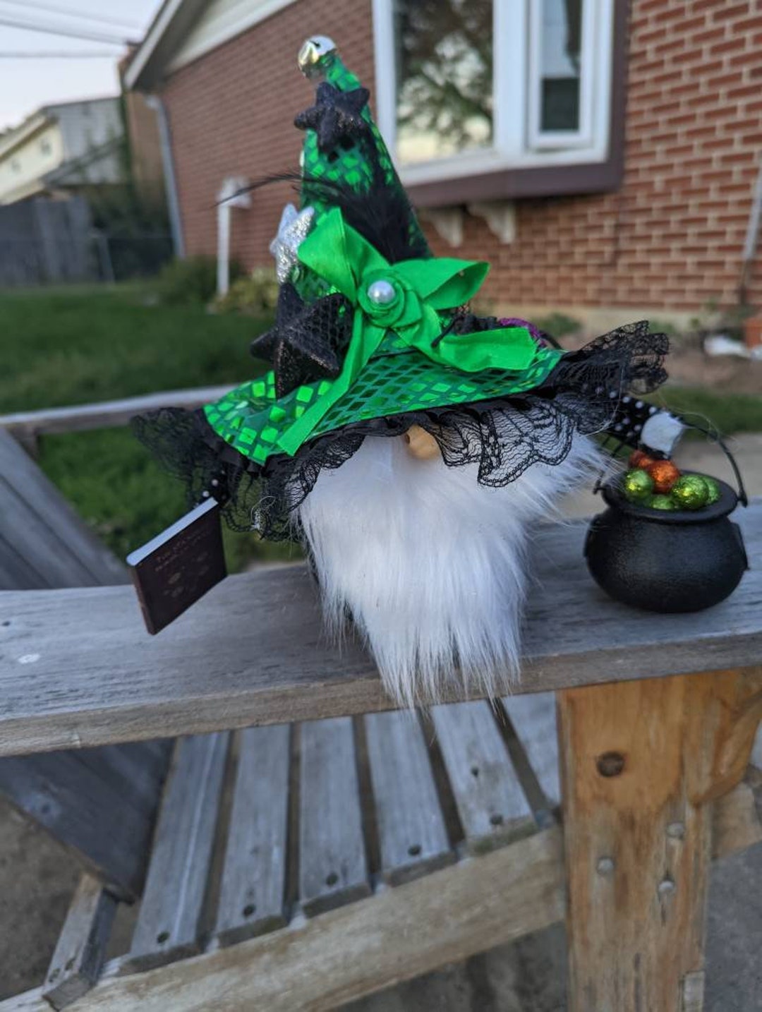 Witch Gnome, Halloween Gnome, Witch Gnome With Book, Reading Witch ...