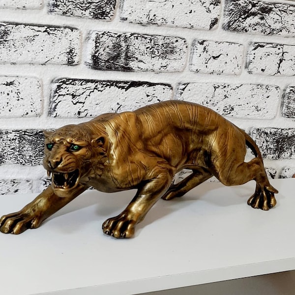 Gold Leopard Statue - Etsy