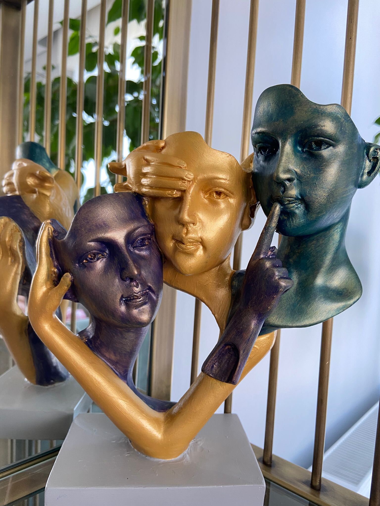 Three Face Mask,no Say No Hear No See Mask Sculpture,art Ware,gift ...